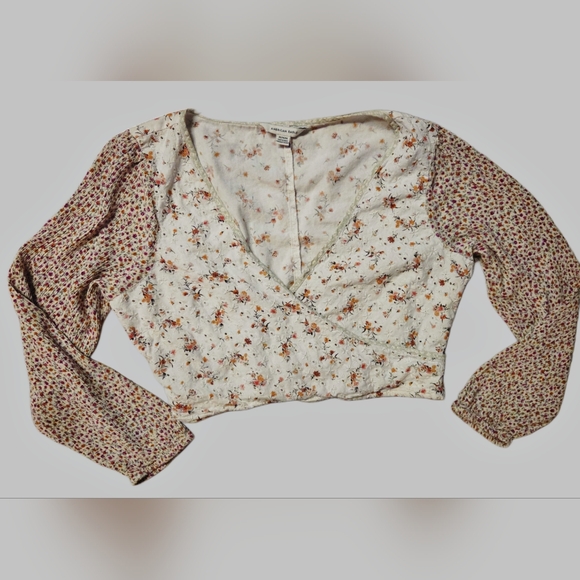 American Eagle Outfitters | Tops | Aeo Floral Crop Wrap Blouse | Poshmark